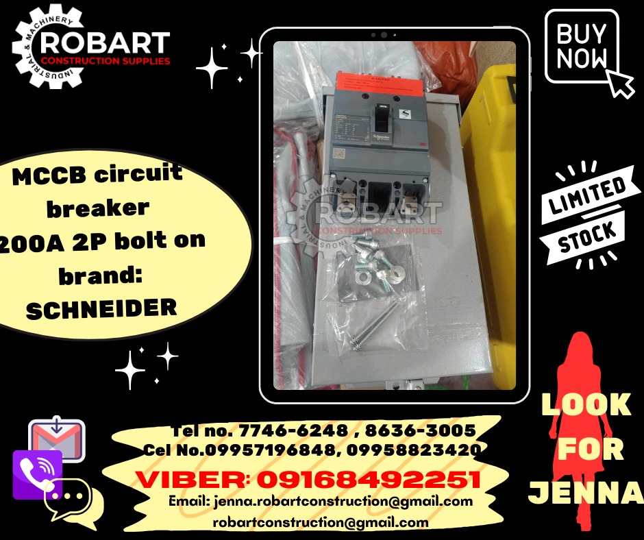 MCCB circuit breaker 200A 2P bolt on brand: SCHNEIDER, Commercial ...