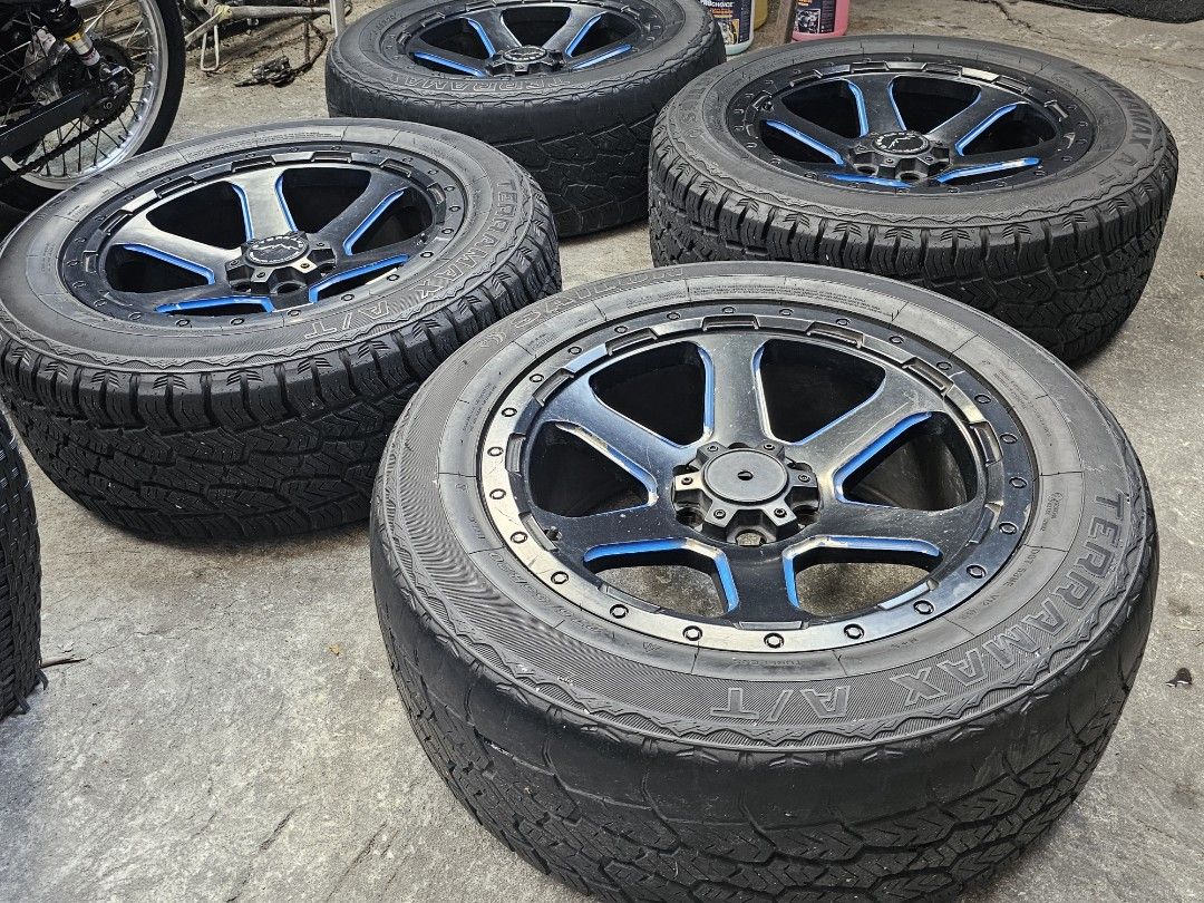 Overland mags with All terrain tires 20 inch 6x139, Car Parts ...