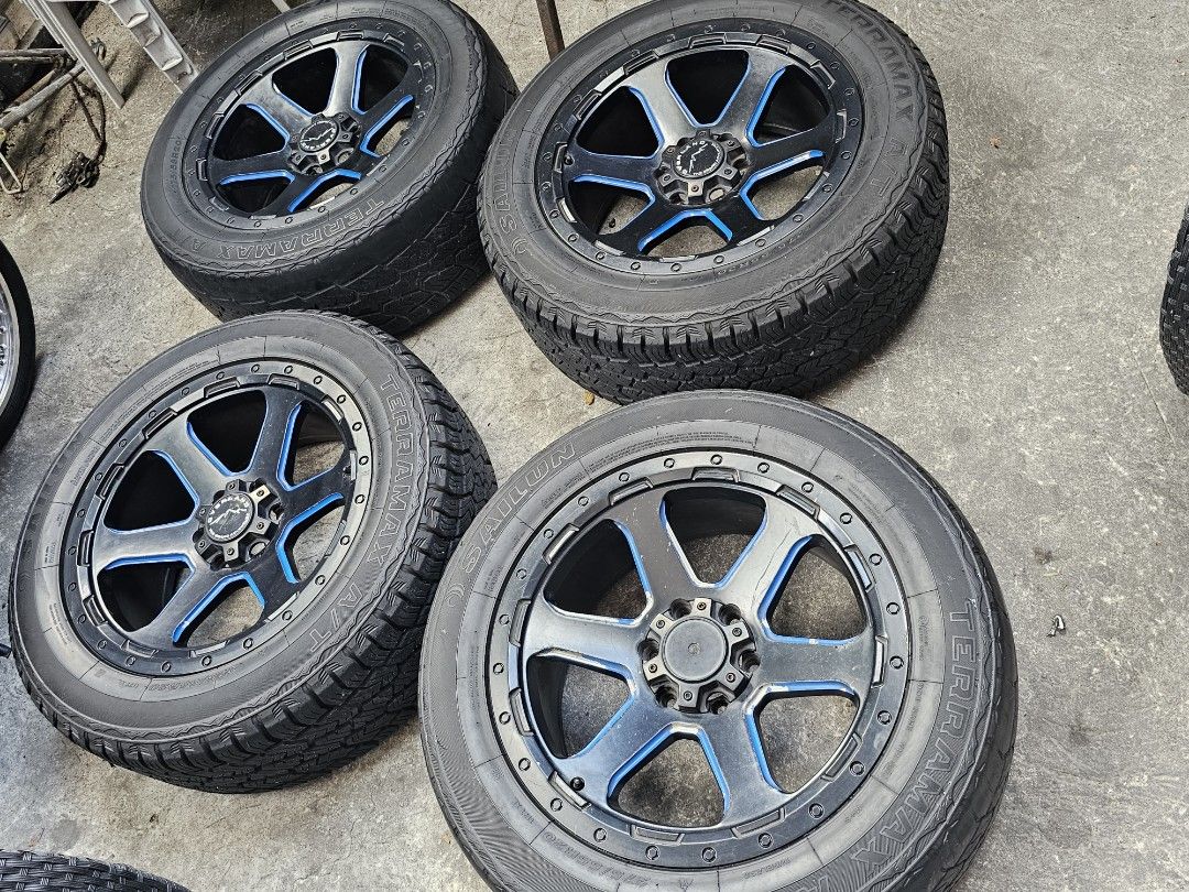 Overland mags with All terrain tires 20 inch 6x139, Car Parts ...
