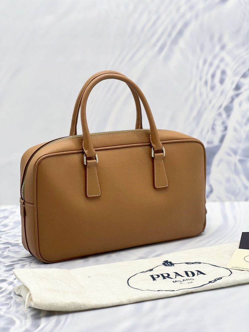 (RAYA SALE) PRADA BN0308 BROWN SAFFIANO LEATHER RECTANGLE SMALL HANDLE ...