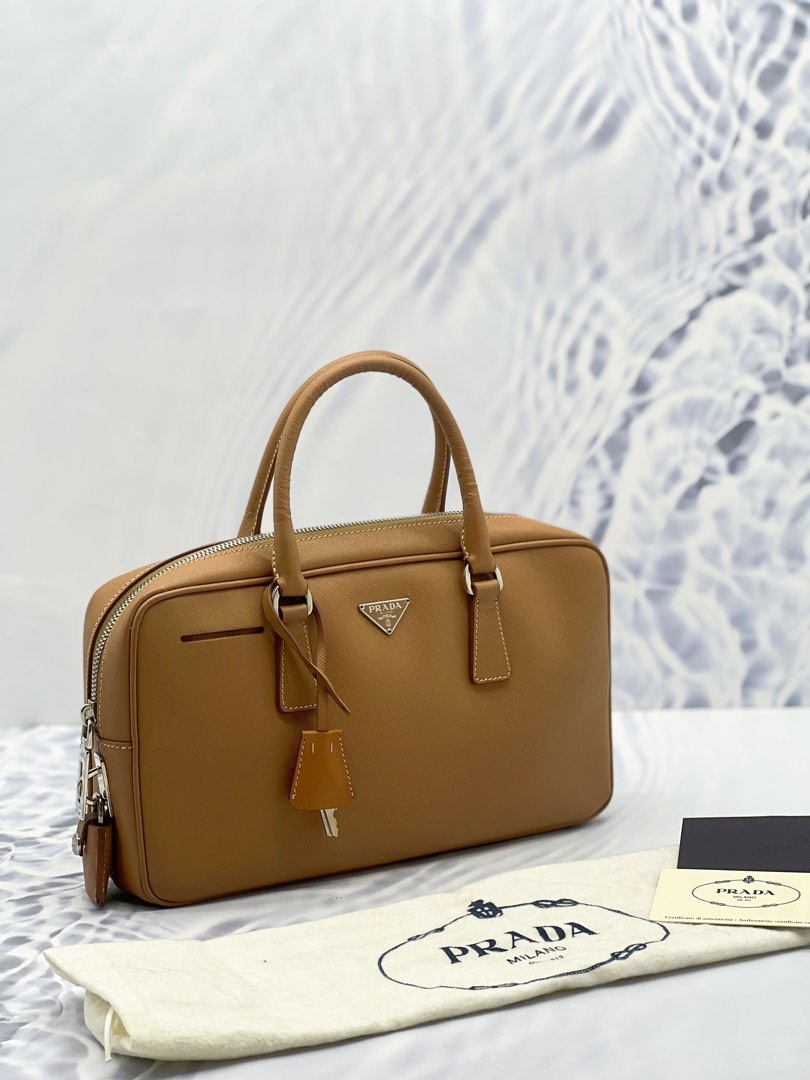 (RAYA SALE) PRADA BN0308 BROWN SAFFIANO LEATHER RECTANGLE SMALL HANDLE ...