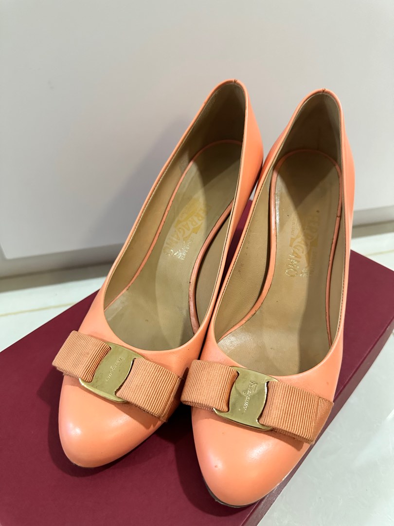 Salvatore Ferragamo Carla 70 7CM ROSA CORAL, Women's Fashion, Footwear, Heels on Carousell
