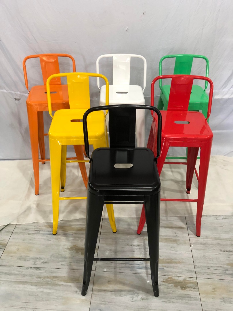 Sumo TLXBR75 All Steel Tolix Bar Stool with Backrest, Powder Coated Steel Frame, Furniture ...