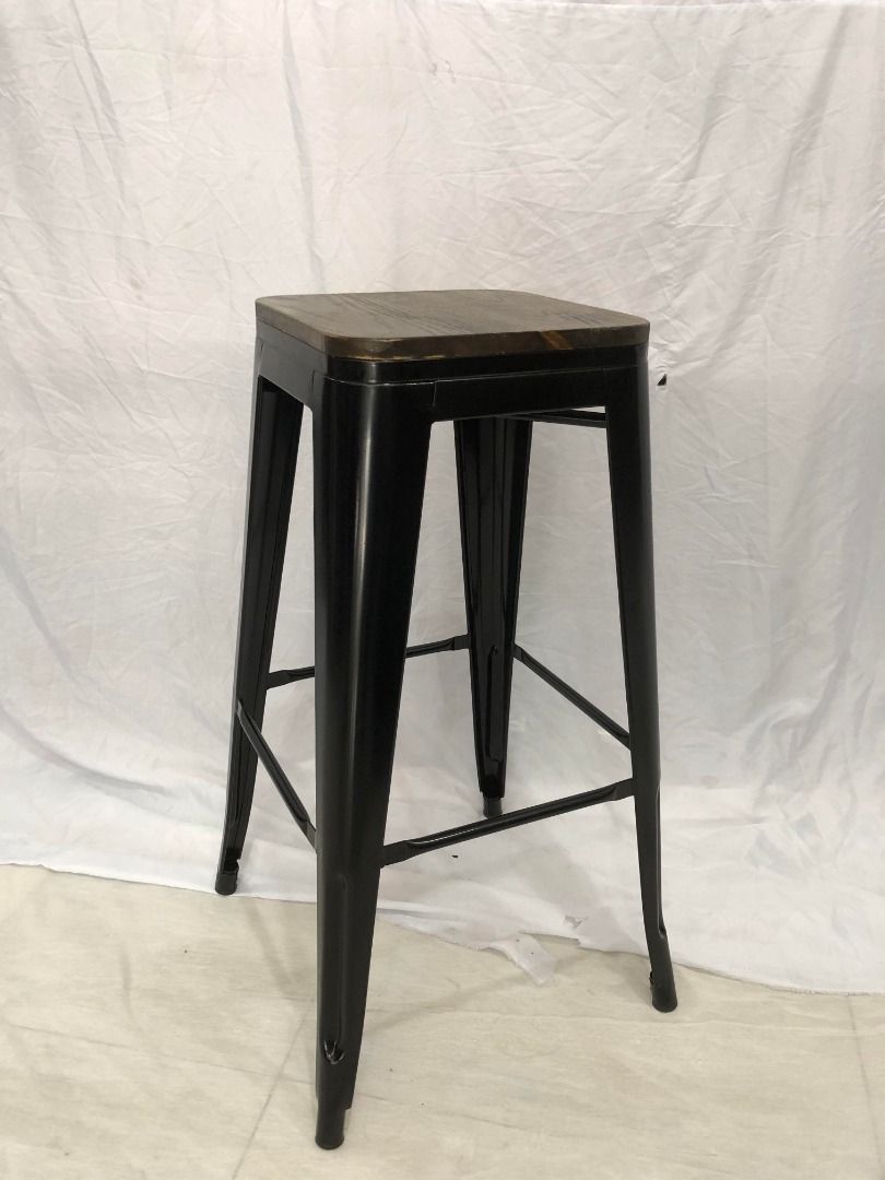 Sumo TLXWD75 All Steel Tolix Bar Stool, with WOOD on Seater Powder ...