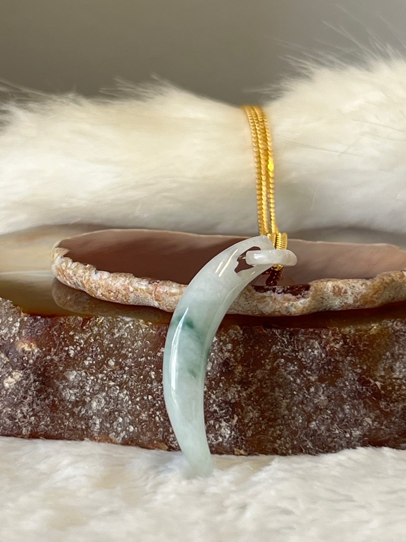 Safety Amulet - Type A Burmese Jade Dragon Tooth Jadeite Jade Pendant ...