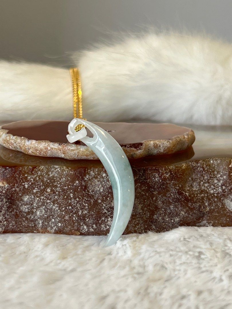 Safety Amulet - Type A Burmese Jade Dragon Tooth Jadeite Jade Pendant ...