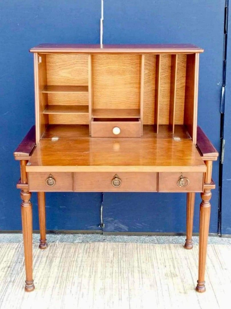 Vintage study desk, Furniture & Home Living, Furniture, Tables & Sets ...