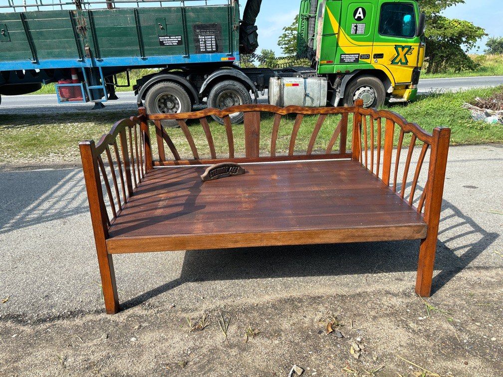 Vintage wooden daybed ( pangkin ) about 79 x 60 x 20 inches/ 200.5. X ...