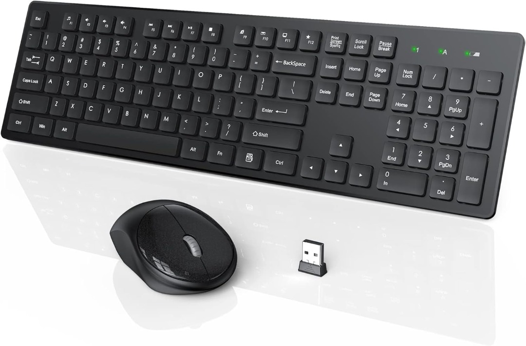 Wireless Keyboard and Mouse, WisFox USB Computer Keyboard with Silent ...