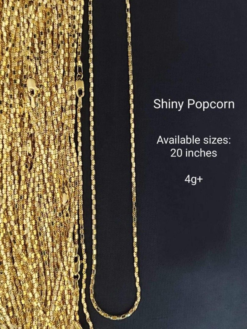 20" Shiny Popcorn Chain 18k gold, Women's Fashion, Jewelry & Organizers ...