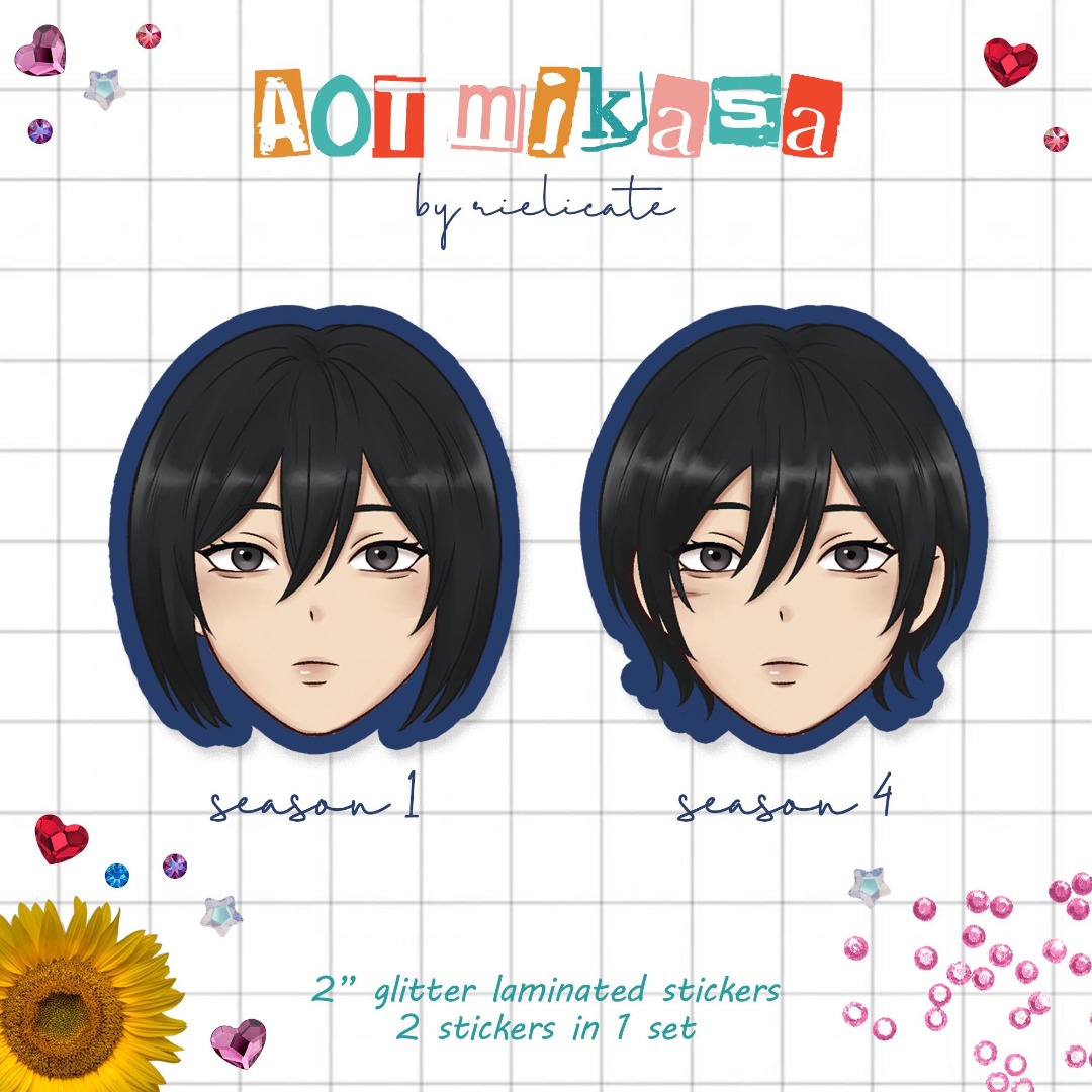 Attack on Titan Mikasa Ackerman Sticker Set by Rieli, Hobbies & Toys ...