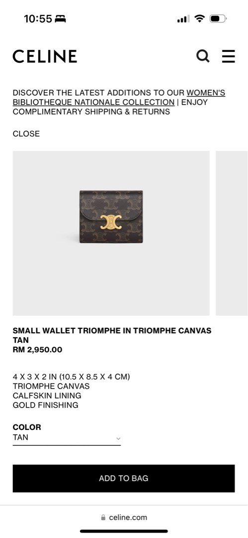 Celine Triomphe Wallet, Women's Fashion, Bags & Wallets, Wallets & Card ...