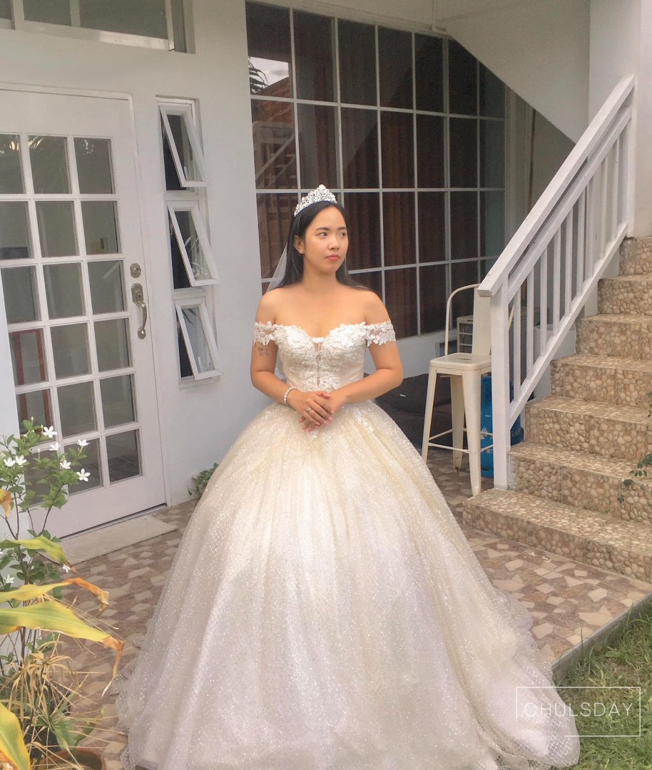 CHAMPAGNE OFF SHOULDER GOWN FOR DEBUT SAGALA WEDDING RENT SALE, Women's ...