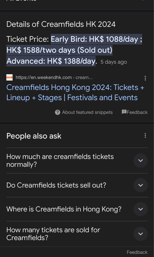 Creamfields 2024 tickets, 興趣及遊戲, 音樂、樂器 & 配件, 樂器配件 - Carousell