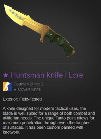 CS2/CSGO ★ Huntsman Knife | Lore - Field Tested, Video Gaming, Gaming ...
