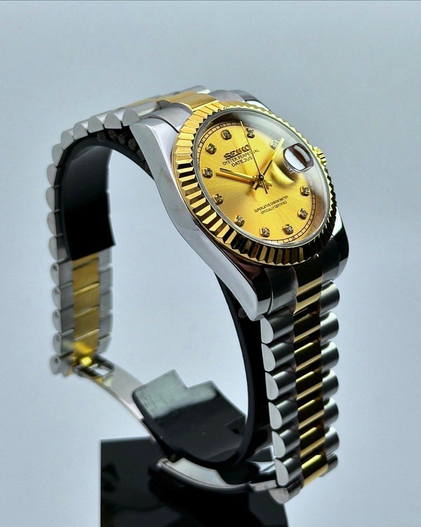 Custom Seiko Mod 36mm 2-Tone Gold Diamond Datejust President, Men's ...