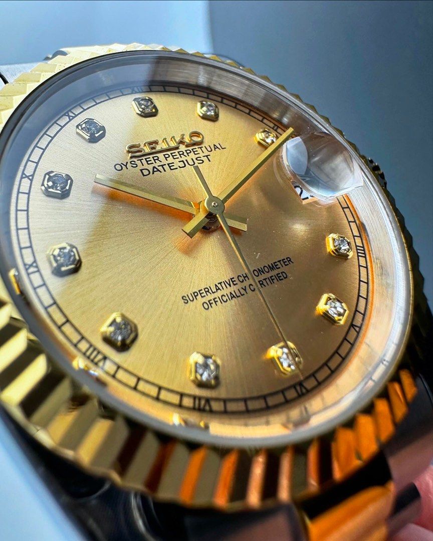 Custom Seiko Mod 36mm 2-Tone Gold Diamond Datejust President, Men's ...