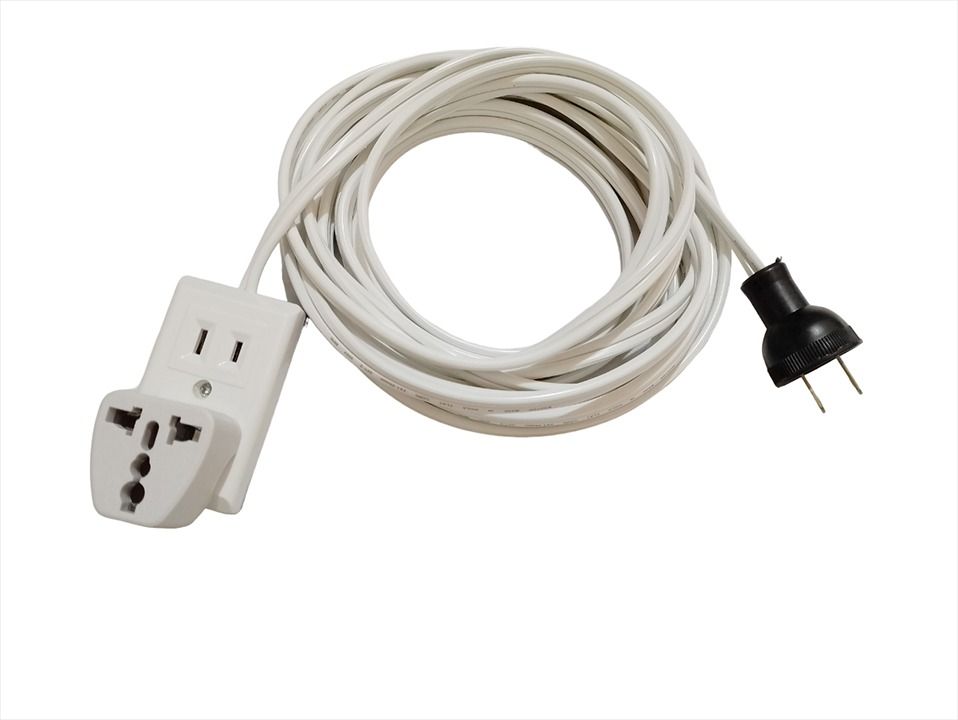 FLAT CORD EXTENSION #16-AWG 220V HEAVY DUTY, 2-GANG US TYPE with ...