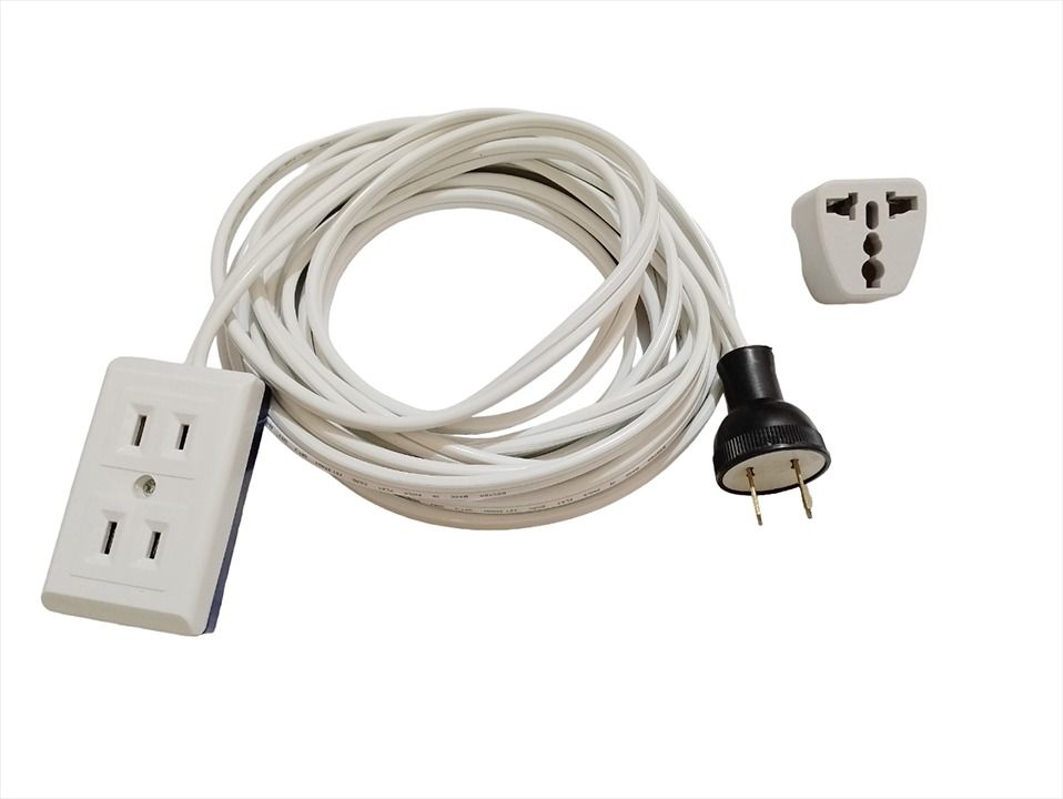 FLAT CORD EXTENSION #16-AWG 220V HEAVY DUTY, 2-GANG US TYPE with ...