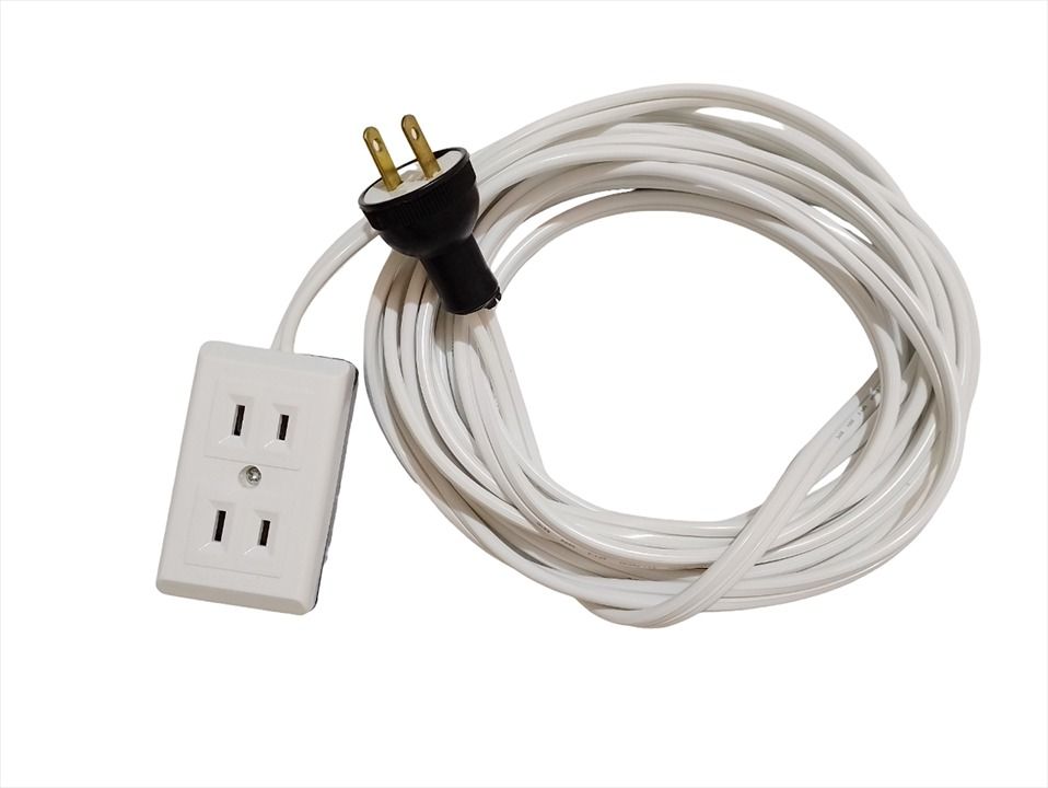 FLAT CORD EXTENSION #16-AWG 220V HEAVY DUTY, 2-GANG US TYPE with ...