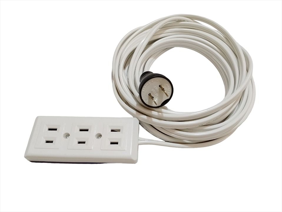 FLAT CORD EXTENSION #16-AWG 220V HEAVY DUTY, 3-GANG US TYPE with ...