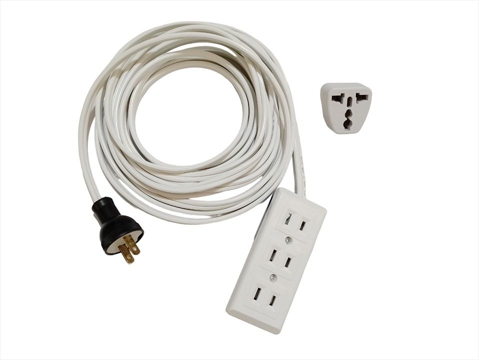 FLAT CORD EXTENSION #16-AWG 220V HEAVY DUTY, 3-GANG US TYPE with ...
