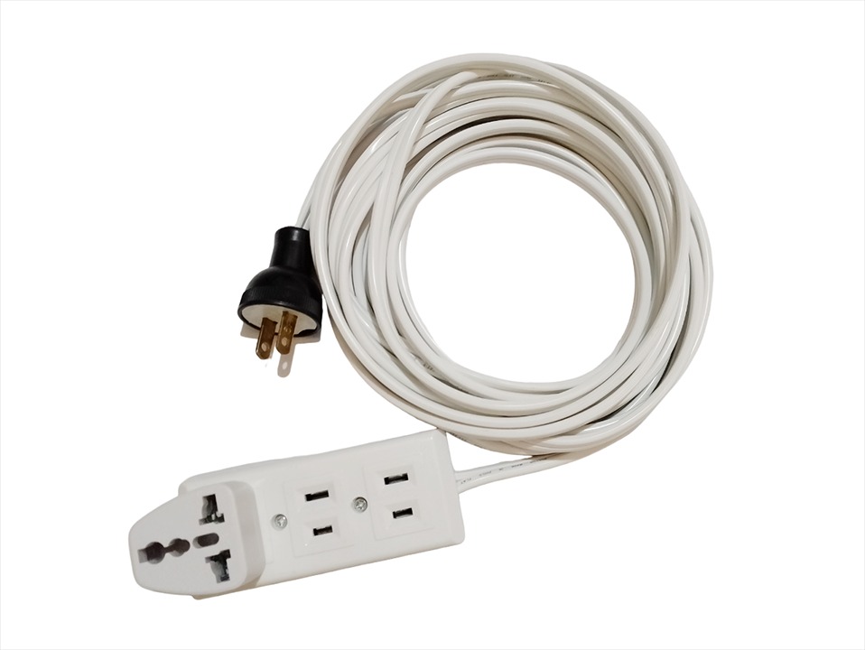 FLAT CORD EXTENSION #16-AWG 220V HEAVY DUTY, 3-GANG US TYPE with ...