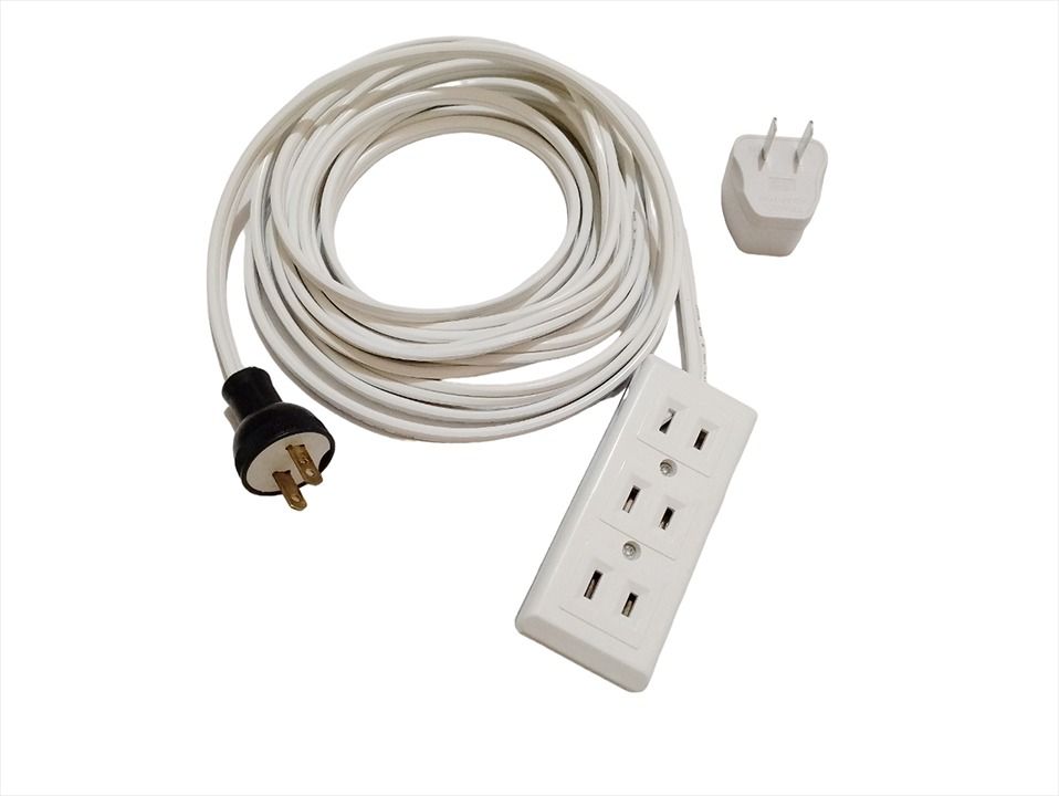FLAT CORD EXTENSION #16-AWG 220V HEAVY DUTY, 3-GANG US TYPE with ...