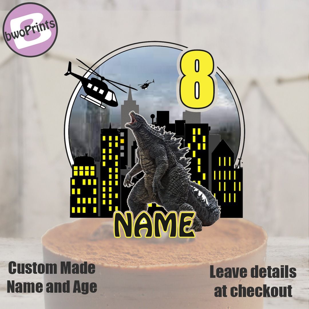 Godzilla Cake Topper Birthday Party Celebration Baby Shower Wedding ...