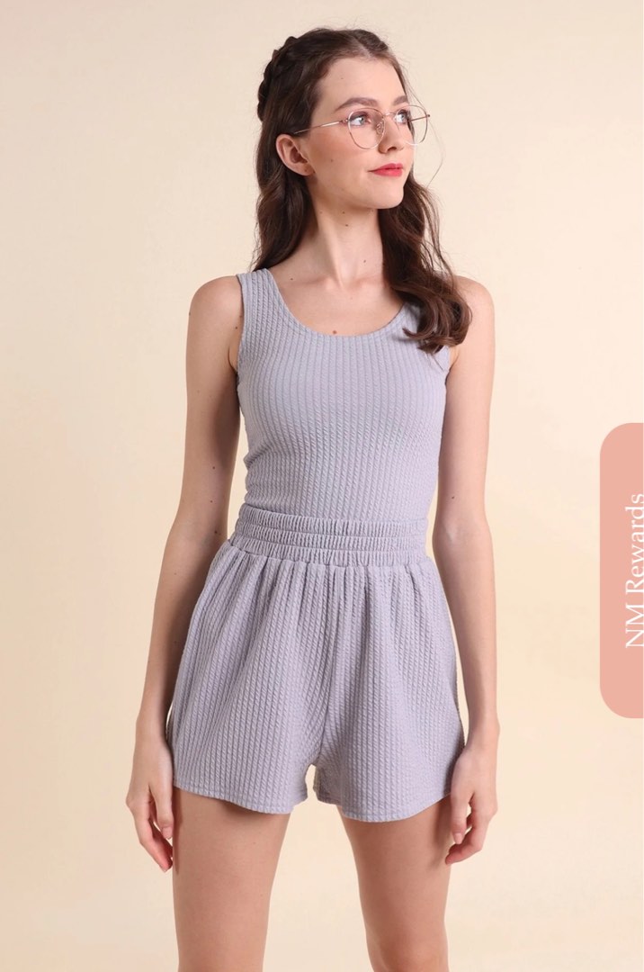 MADEBYNM DAVINA EMBOSSED LOUNGE SET IN PERIWINKLE LILAC, Women's ...