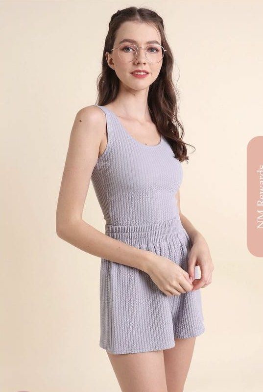 MADEBYNM DAVINA EMBOSSED LOUNGE SET IN PERIWINKLE LILAC, Women's ...