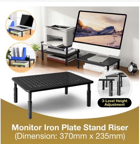 Monitor Stand 3 Height Adjustable Monitor Stand Ergonomic Metal Monitor ...