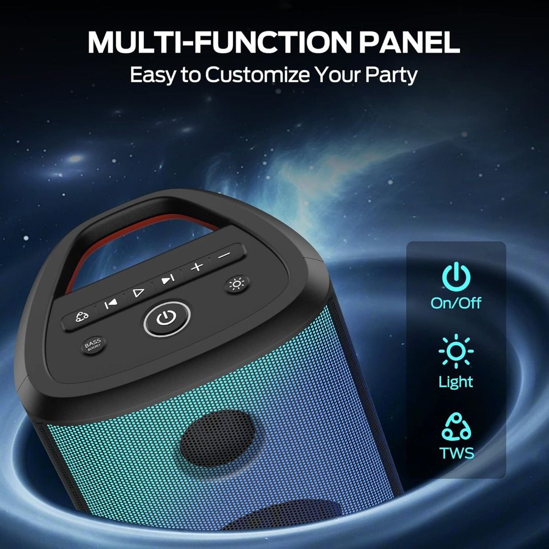 Monster 80W Sparkle Bluetooth Speaker with LED Lights, 24H Playtime ...