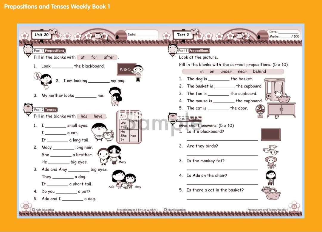 （全新未拆）P1 小一英文 Kidz Weekly 系列：Preposition & Tenses, Comprehension ...