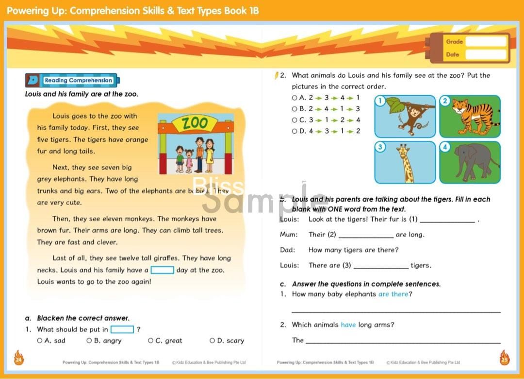 (全新未拆）P1 小一英文 Powering Up: Comprehension Skills & Text Types 1A 1B Kidz ...