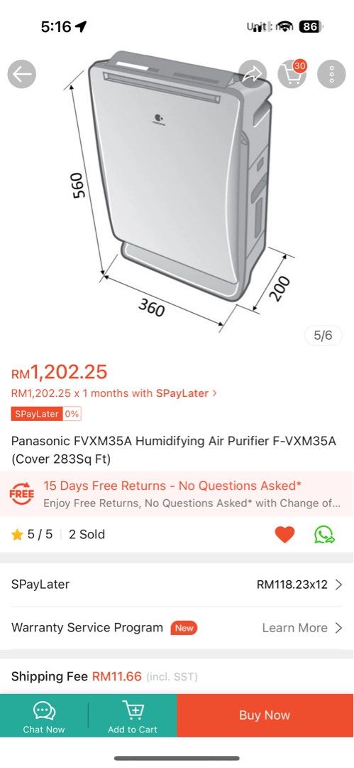 Panasonic Air Humidifier, TV & Home Appliances, Air Purifiers ...