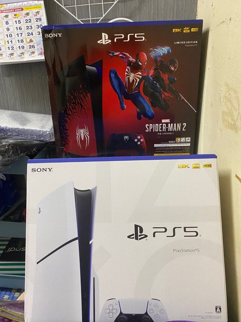 Ps5 Limited Edition Spiderman x Ps5 Slim 1TB, Video Gaming, Video Game ...