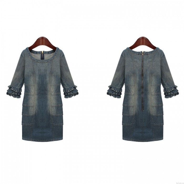 Retro Mosaic Hip-Hugger Denim Dresses, Women's Fashion, Dresses & Sets ...