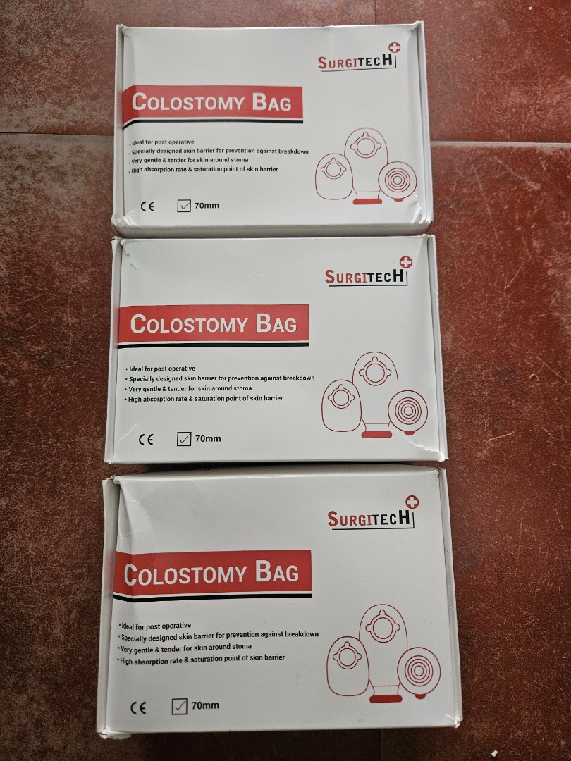 Surgitech Colostomy Bag 70mm 10pcs per box, Health & Nutrition, Medical ...