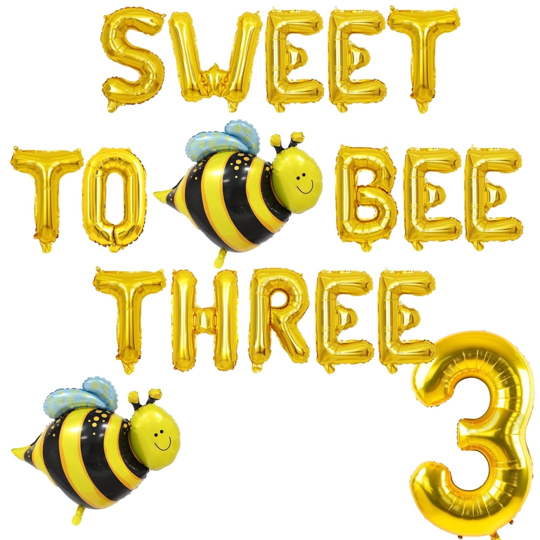 Sweet to Bee Three Birthday Decoration 3rd Birthday Bee Balloon Third ...