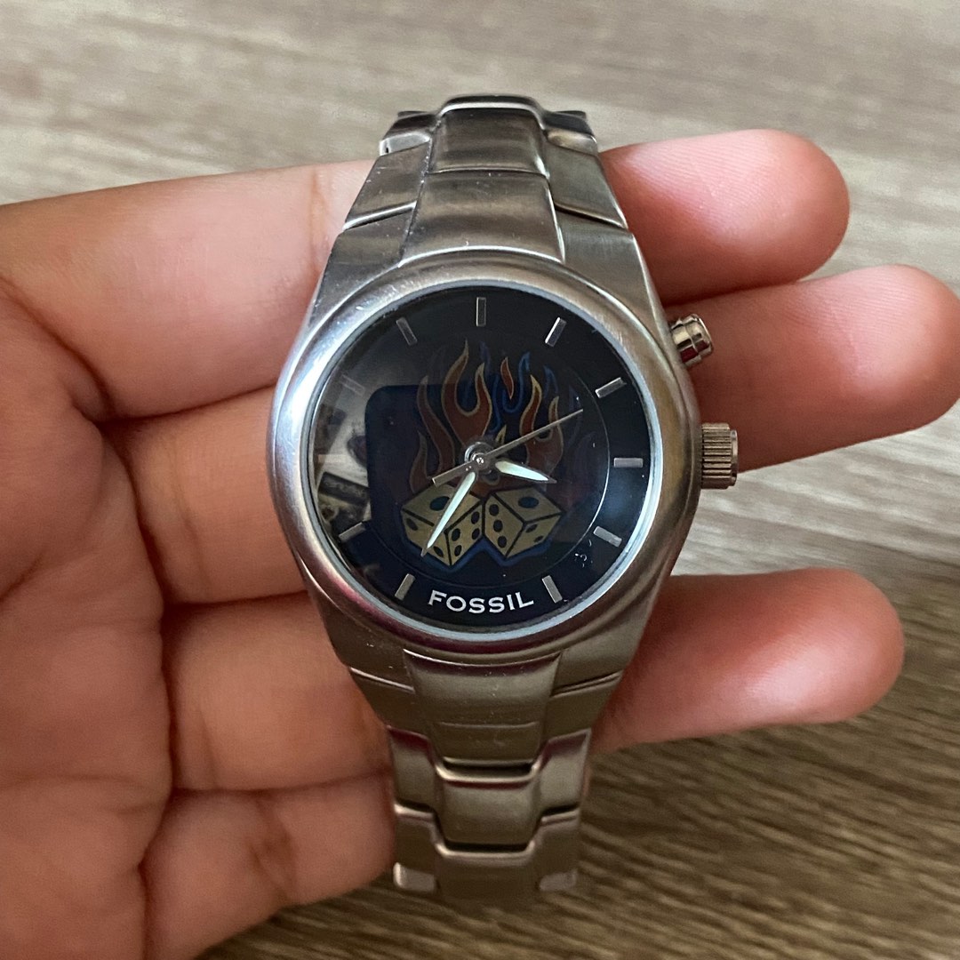 (SOLD) Vintage Fossil Big Tic Flaming Dice Watch, Men's Fashion, Watches & Accessories, Watches ...