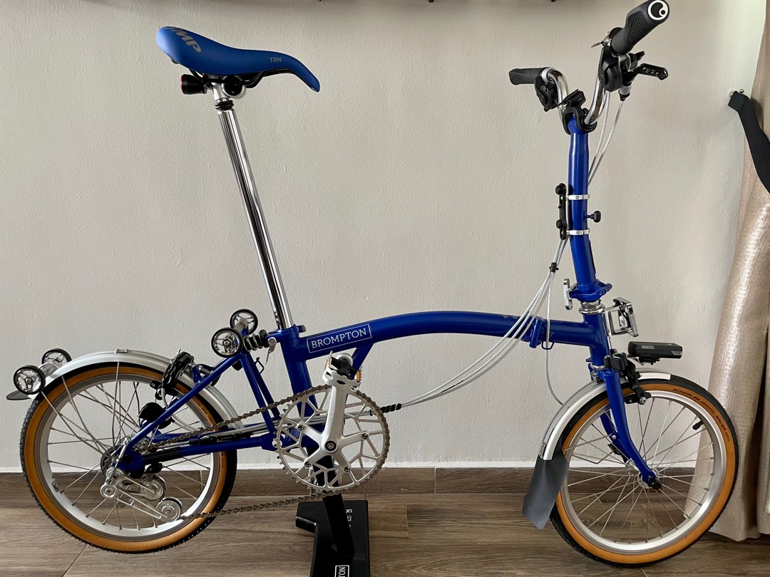 Brompton M6L Blue with upgrades (including Decathlon hybrid Bike ...
