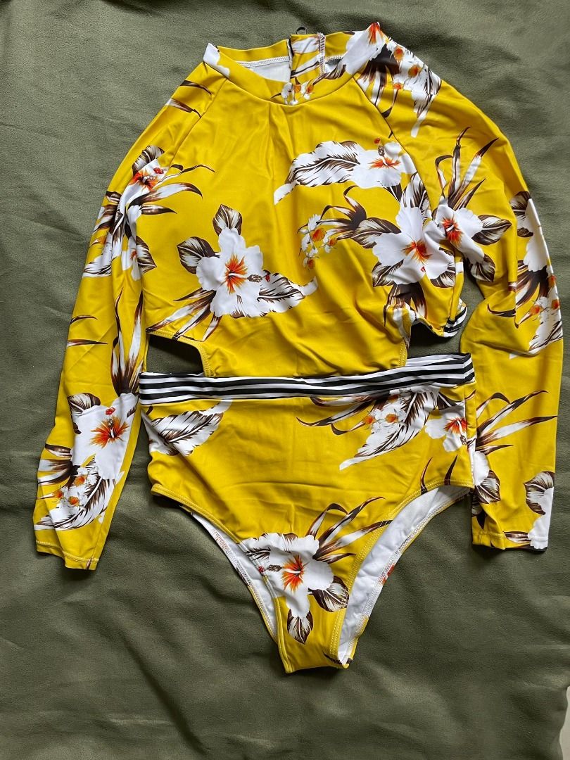 BNWT |RIPCURL DUPE| Island Time Ls Surf Suit Mustard | RASHGUARD ...