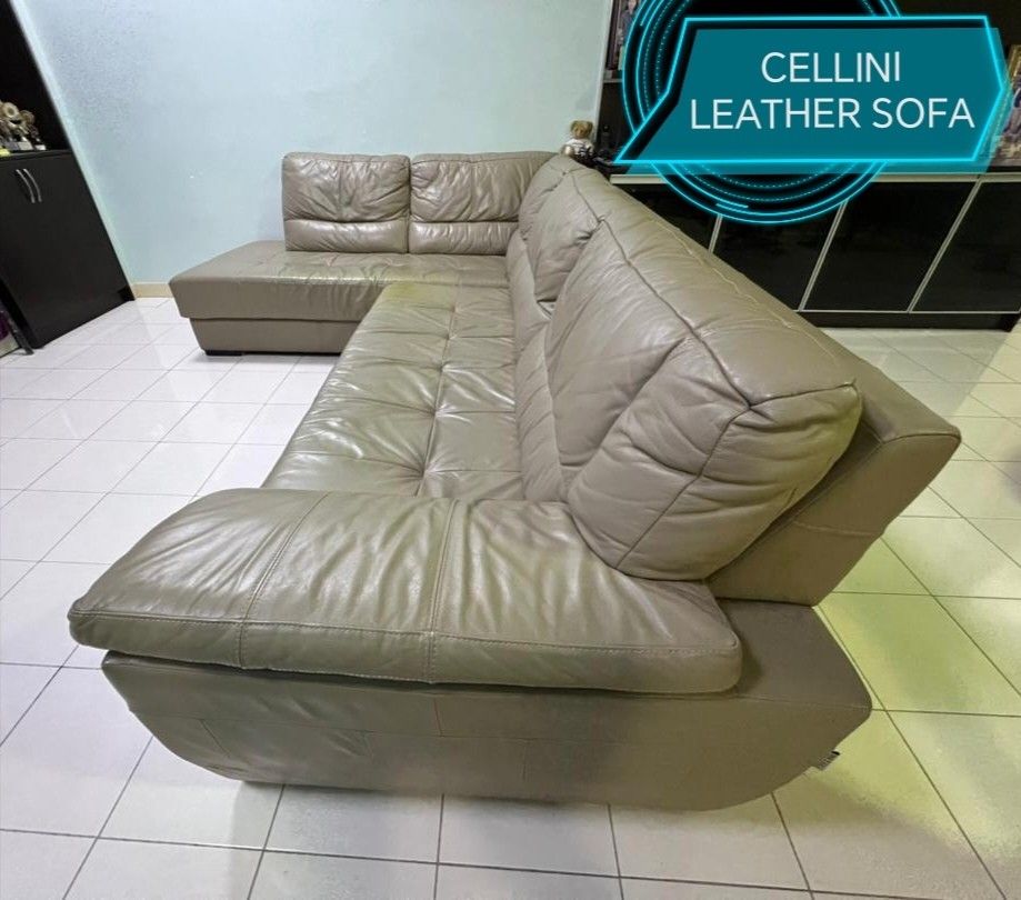 CELLINI LEATHER SOFA, Furniture & Home Living, Furniture, Sofas on ...