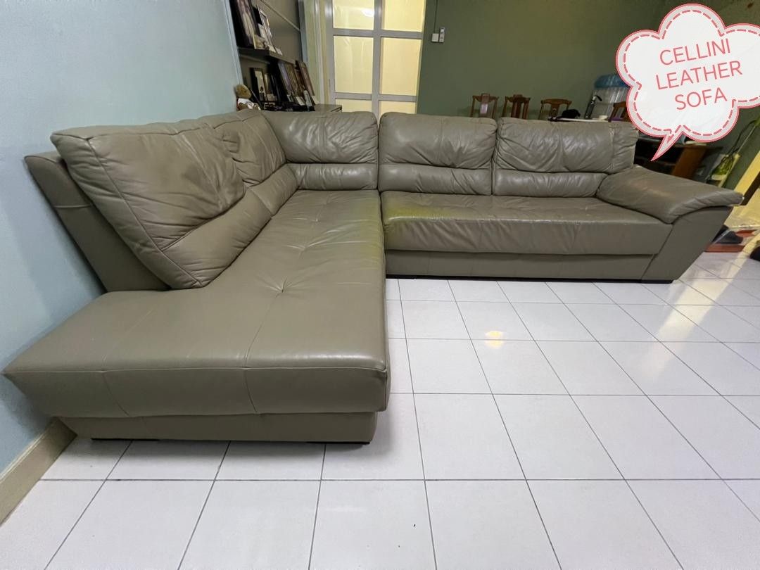 CELLINI LEATHER SOFA, Furniture & Home Living, Furniture, Sofas on ...