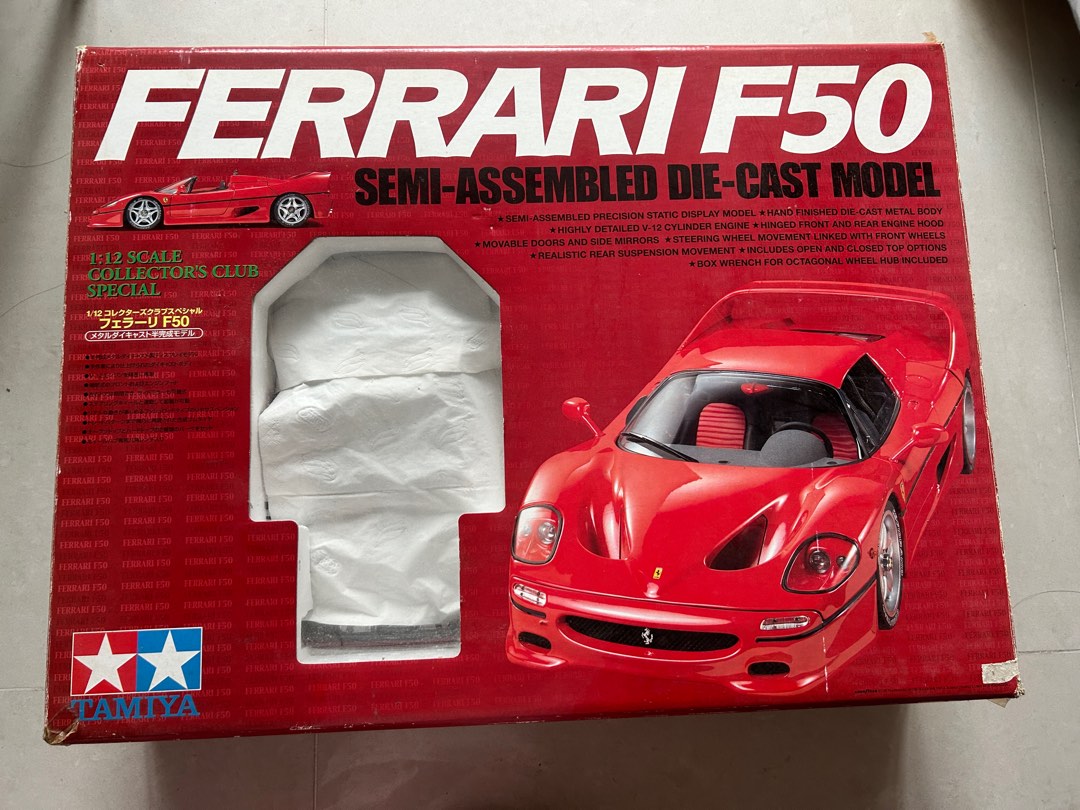 法拉利模型車FERRARI F50 TAMIYA Assembled Diecast Model Kit Scale 1:12, 興趣及遊戲, 玩具 & 遊戲類 - Carousell