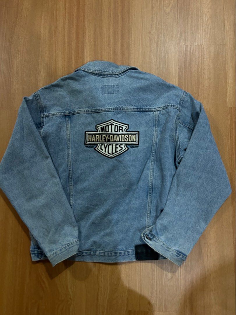 Harley Davidson Chopper Denim Jacket Rider, Men's Fashion, Coats ...