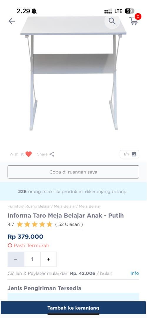 Meja kerja meja belajar informa baru, Perabotan Rumah di Carousell