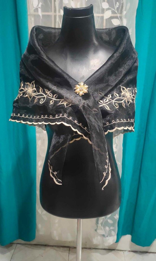 Modern Filipiniana Alampay with free brooch, Women's Fashion, Tops ...