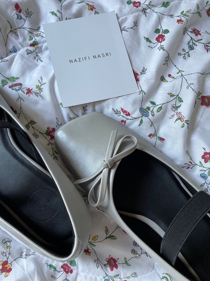 Nazifi Nasri Shoe - Silver Ribbon Ballerina, Women's Fashion, Footwear ...